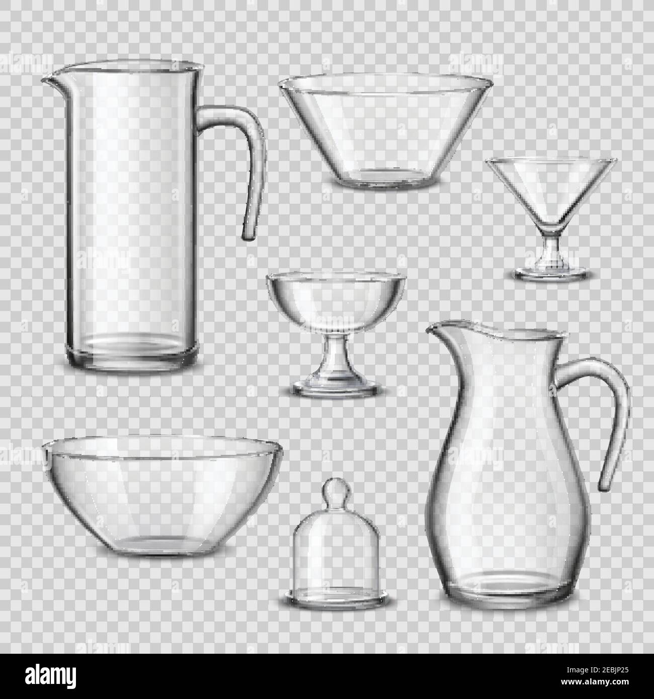 Kitchen glassware utensils collection of pitchers wine glasses bowels ...