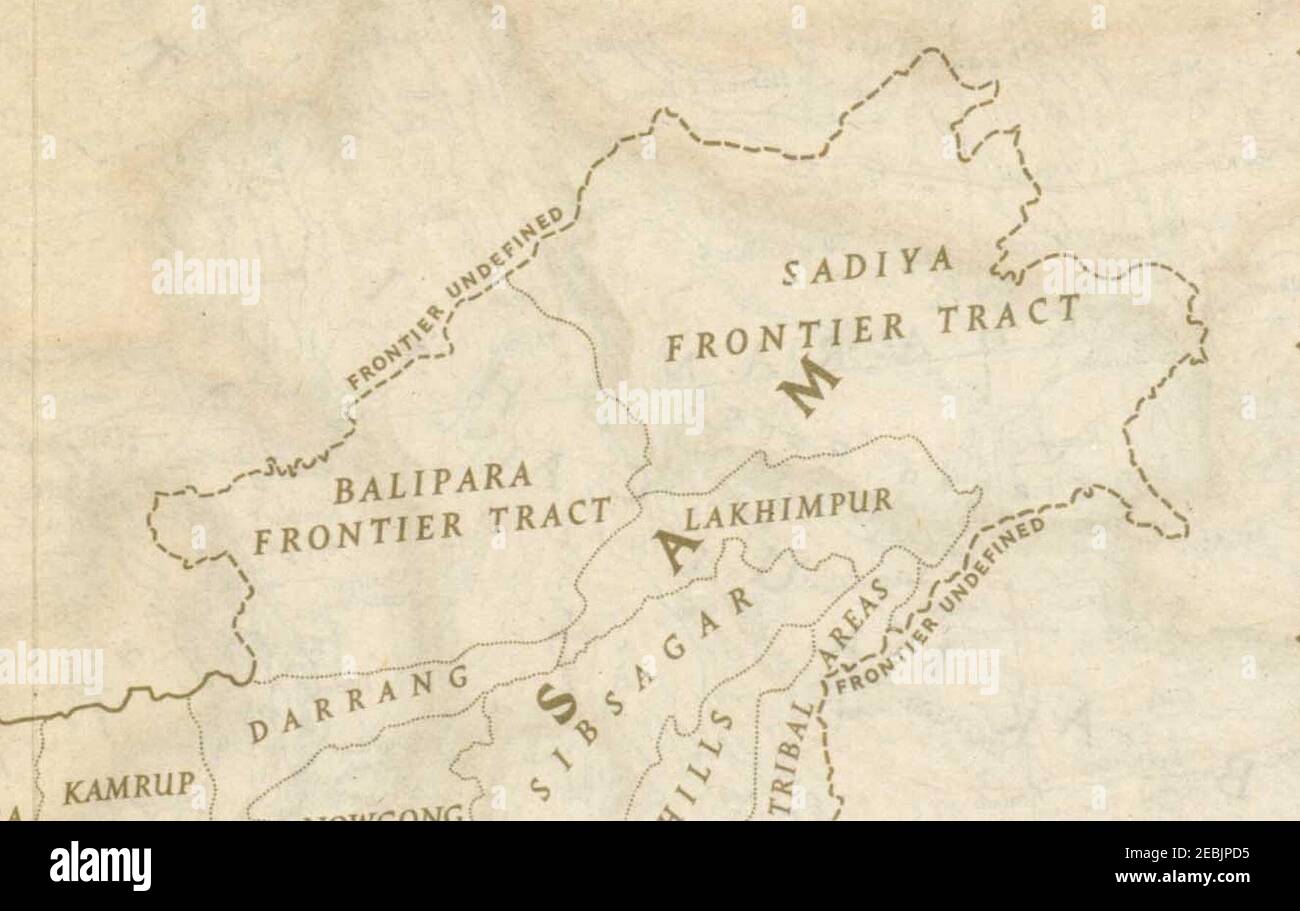 North-East Frontier in 1946 map of India by National Geographic Stock ...