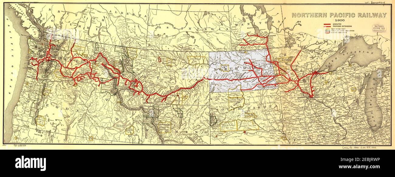 Northern Pacific Railroad map circa 1900 ND Stock Photo - Alamy
