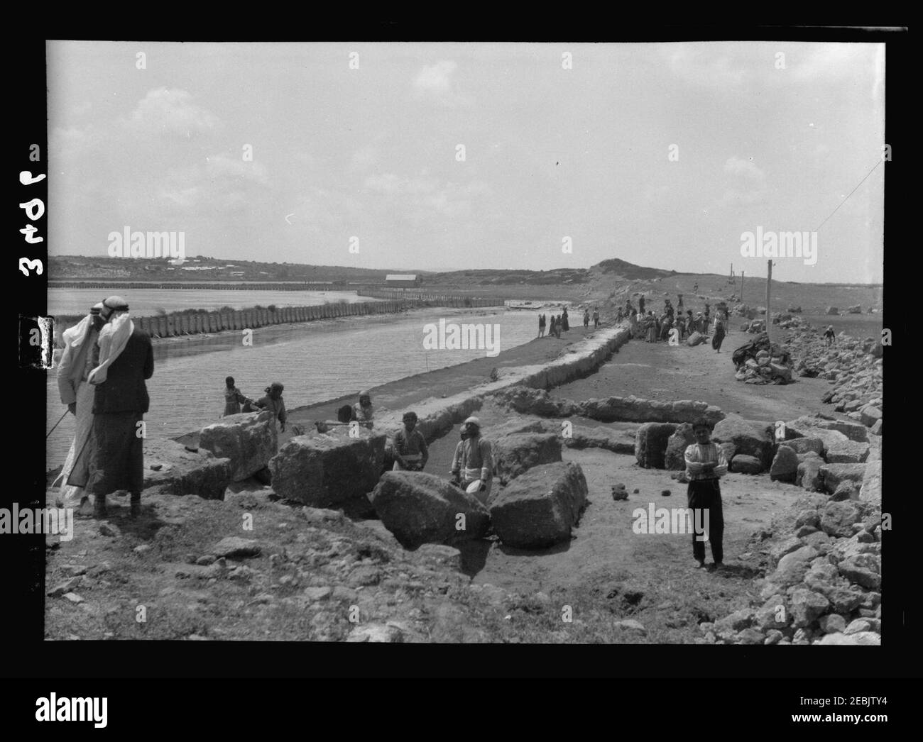 Northern views. Athlit. Excavating the city wall Stock Photo - Alamy