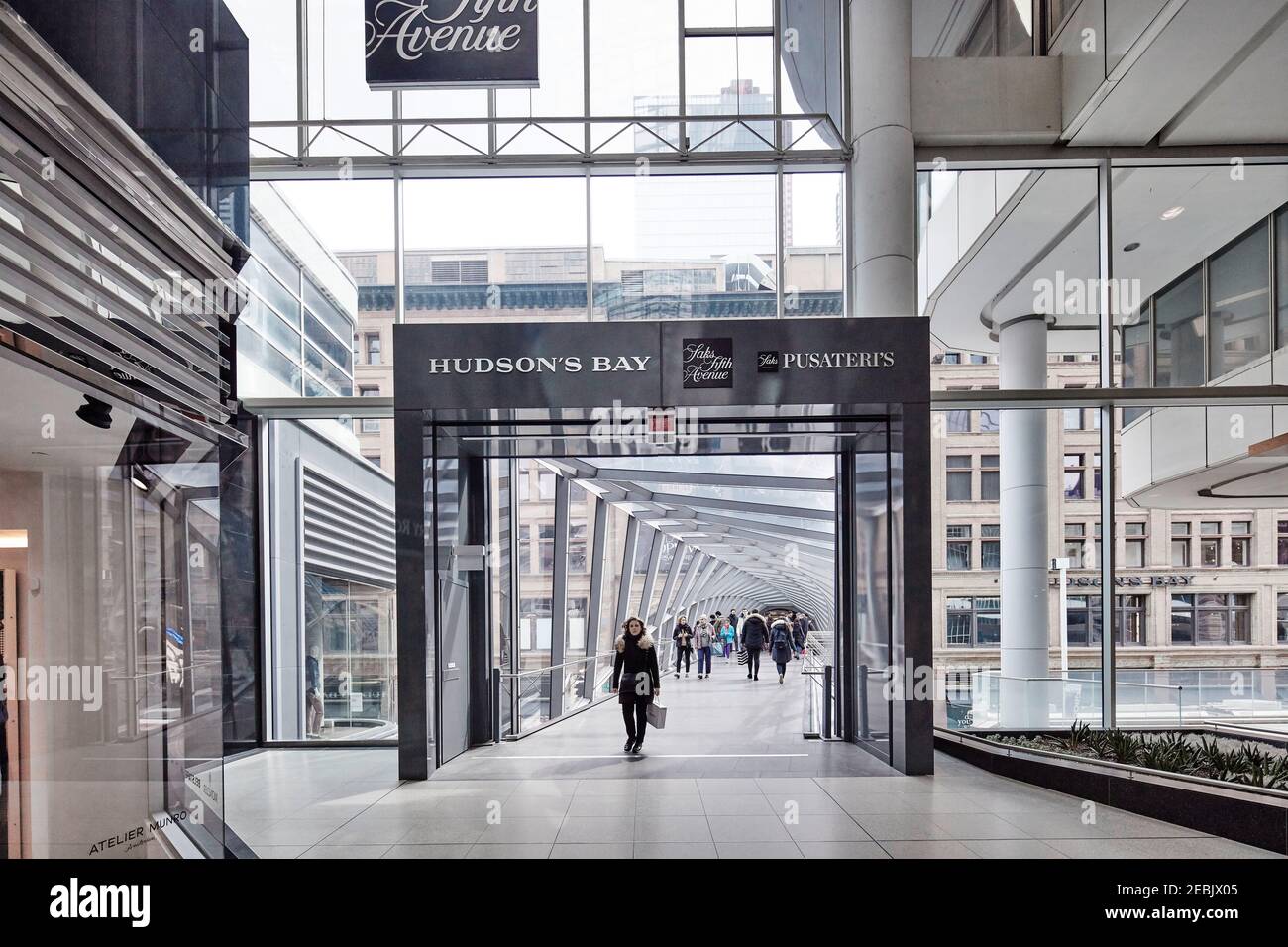 Toronto Eaton Centre and pedestrian bridge over Queen Street Stock ...