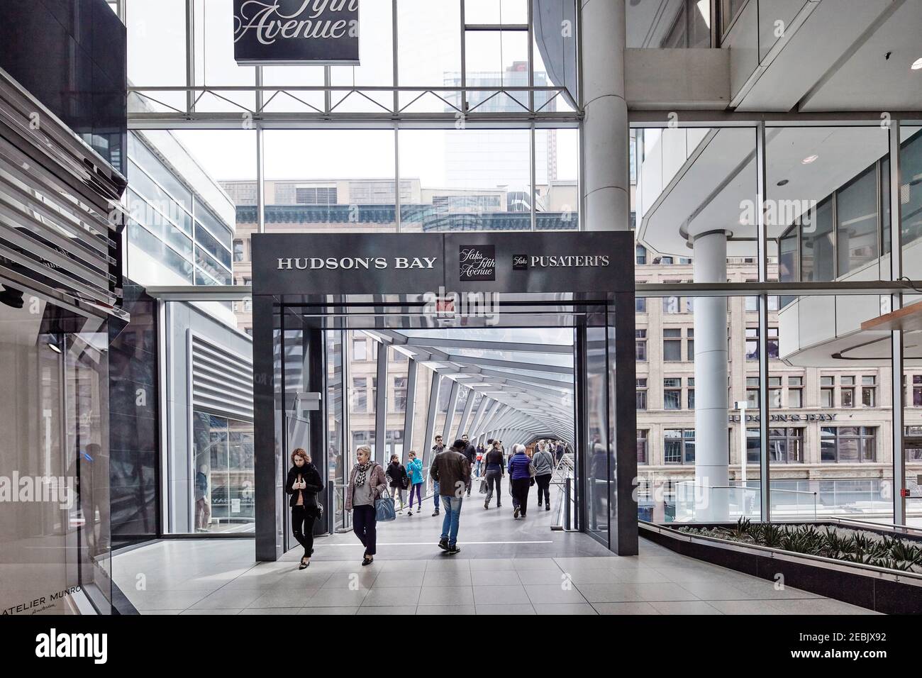 Toronto Eaton Centre and pedestrian bridge over Queen Street Stock ...