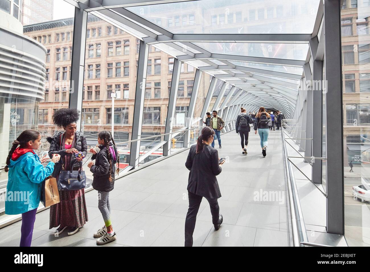 Toronto Eaton Centre and pedestrian bridge over Queen Street Stock ...