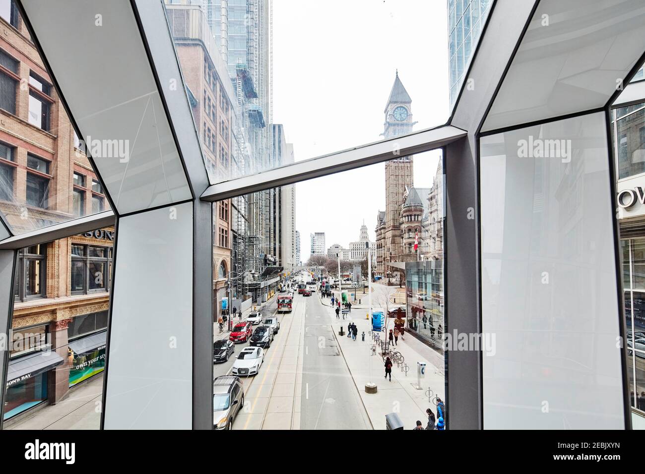 Toronto Eaton Centre and pedestrian bridge over Queen Street Stock ...