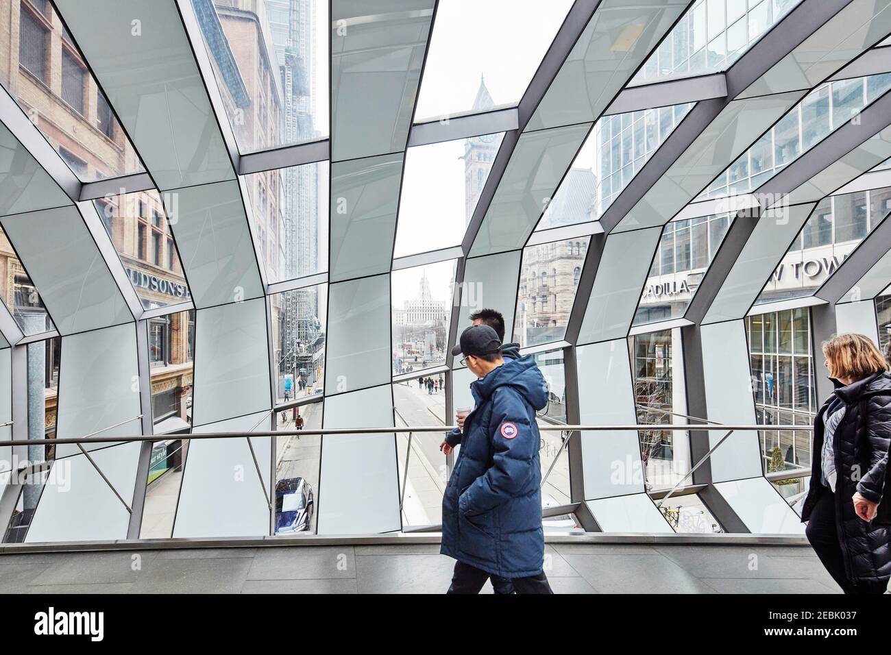 Toronto Eaton Centre and pedestrian bridge over Queen Street Stock ...