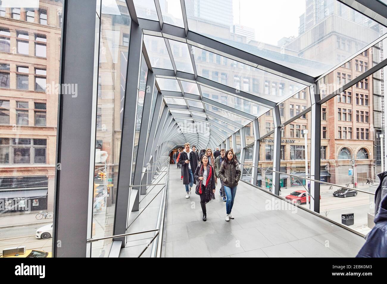Toronto Eaton Centre and pedestrian bridge over Queen Street Stock ...