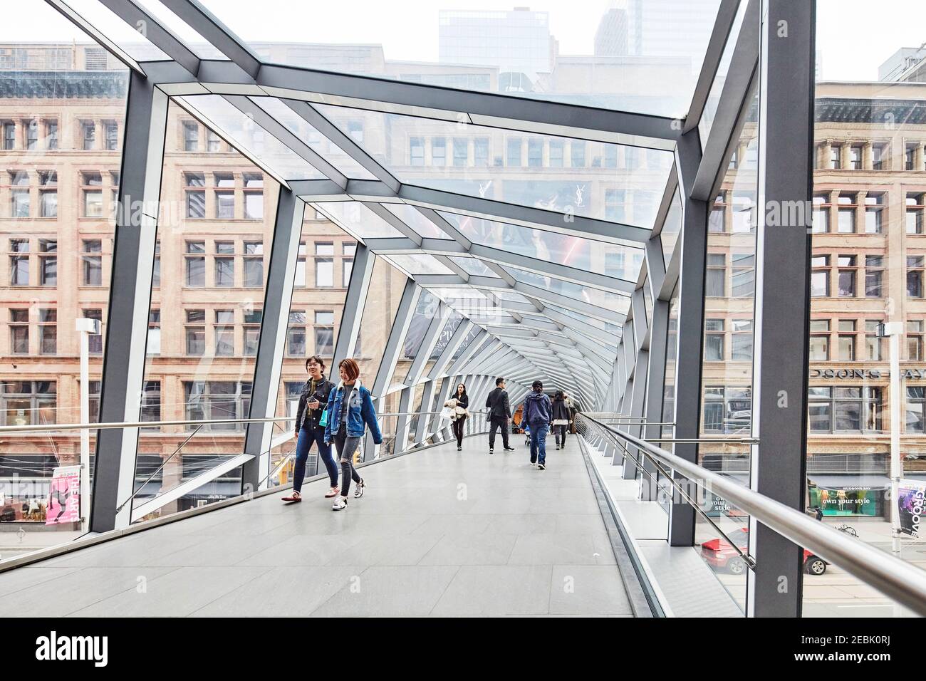 Toronto Eaton Centre and pedestrian bridge over Queen Street Stock ...