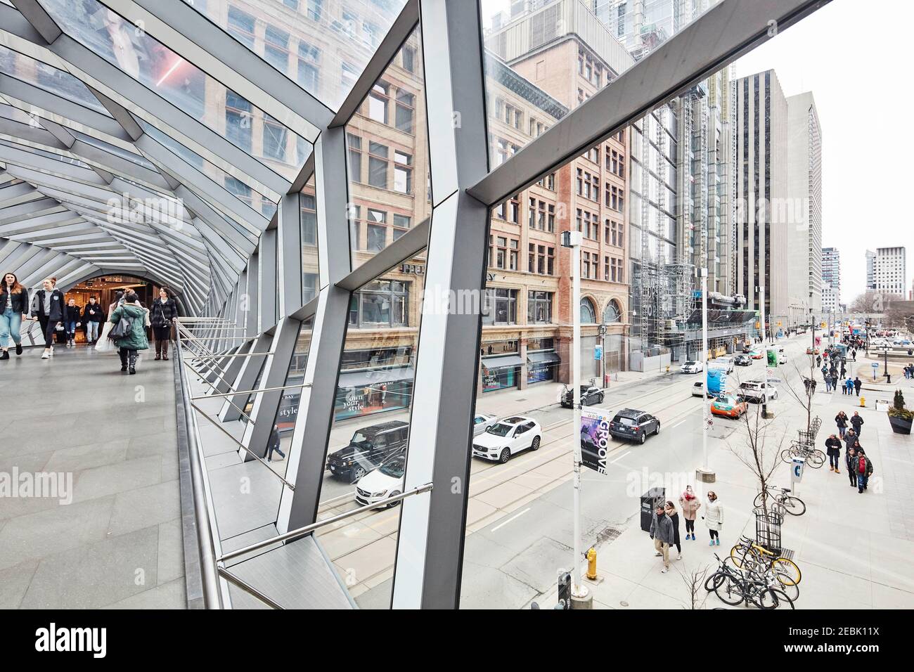 Toronto Eaton Centre and pedestrian bridge over Queen Street Stock ...