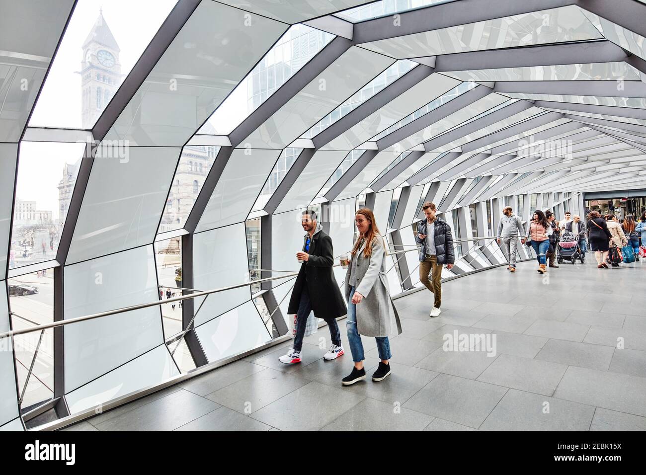 Toronto Eaton Centre and pedestrian bridge over Queen Street Stock ...