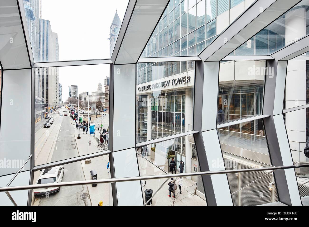 Toronto Eaton Centre and pedestrian bridge over Queen Street Stock ...