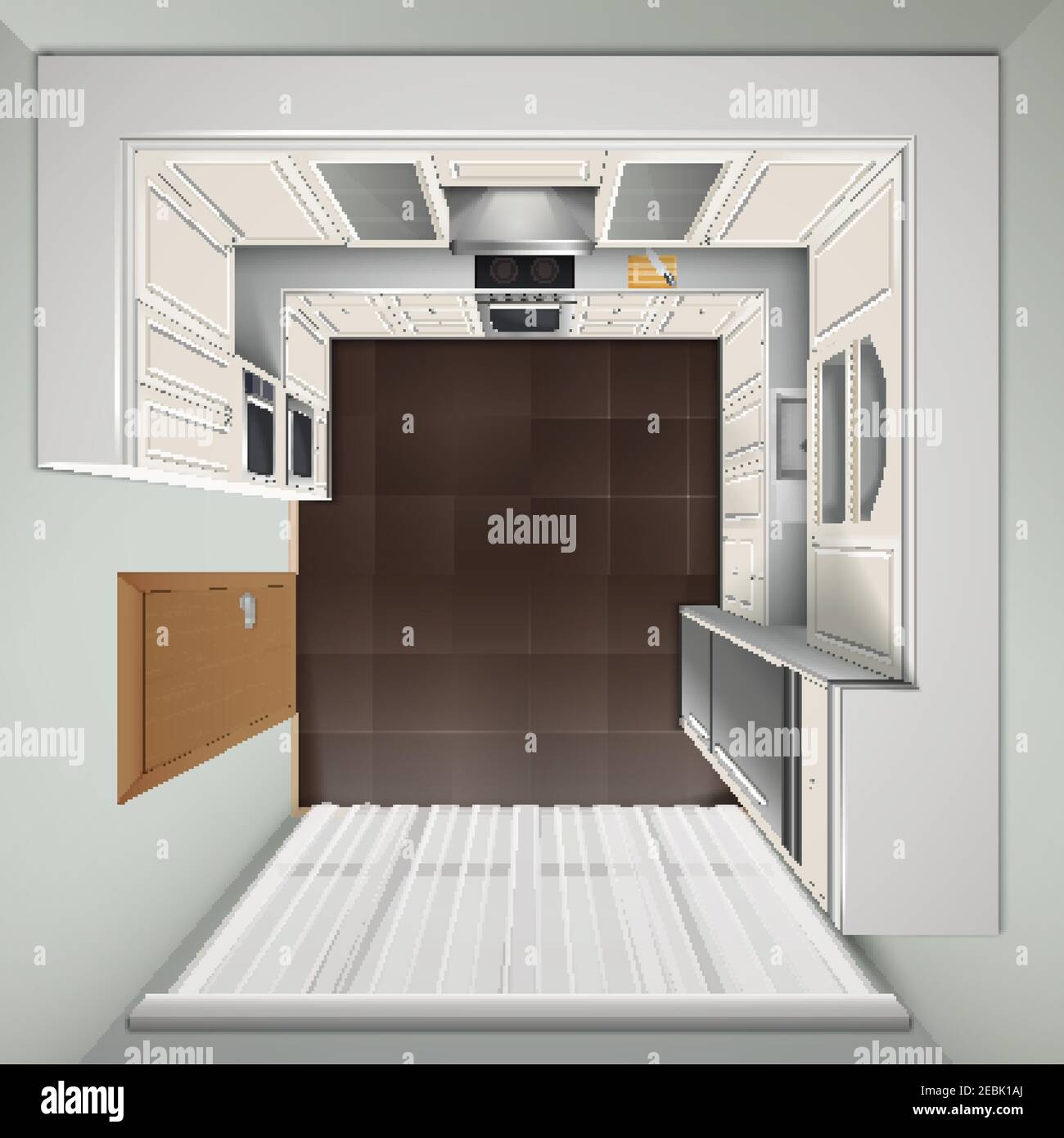 Modern luxury kitchen with white cabinets built-in cooker and ...