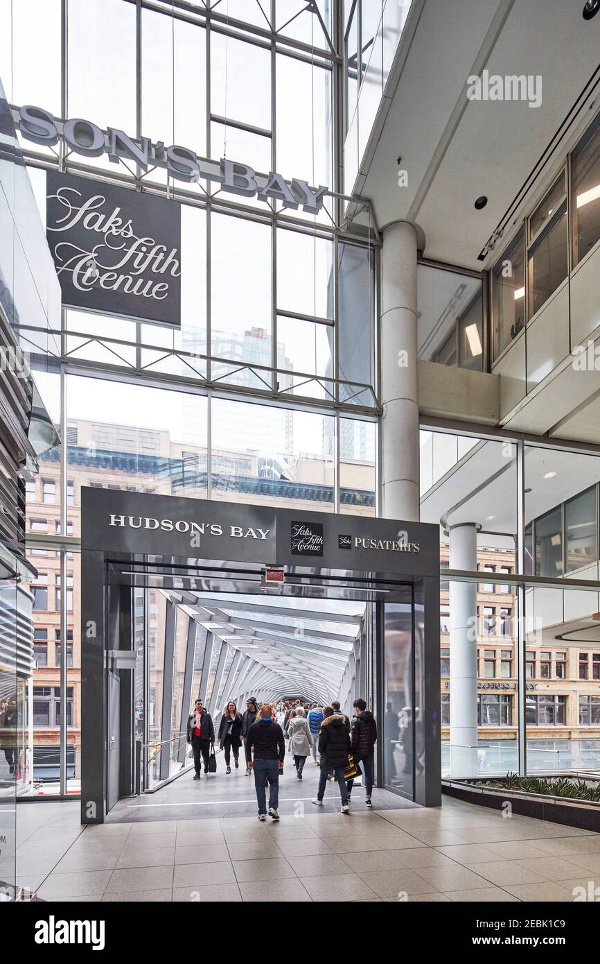Toronto Eaton Centre and pedestrian bridge over Queen Street Stock ...