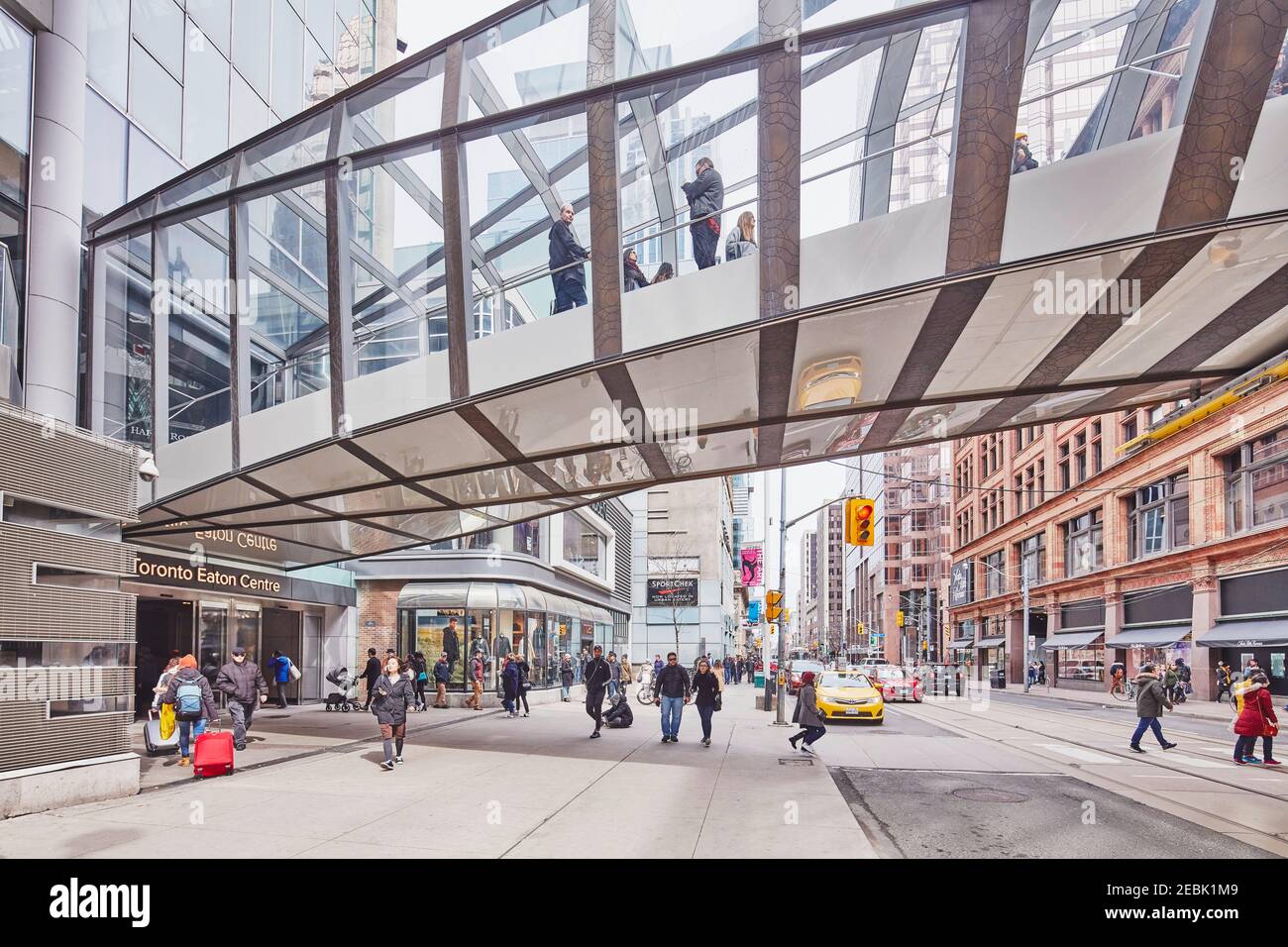 Toronto Eaton Centre and pedestrian bridge over Queen Street Stock ...