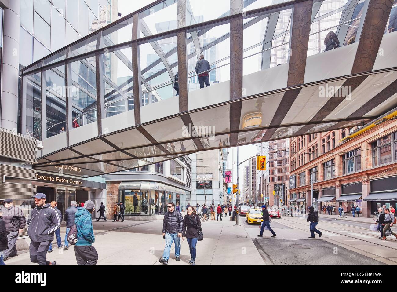 Toronto Eaton Centre and pedestrian bridge over Queen Street Stock ...