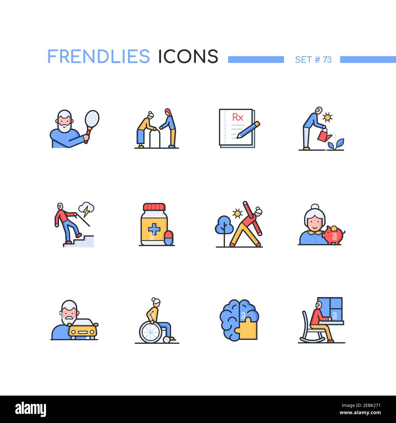 Exercise elderly leisure line Stock Vector Images - Alamy