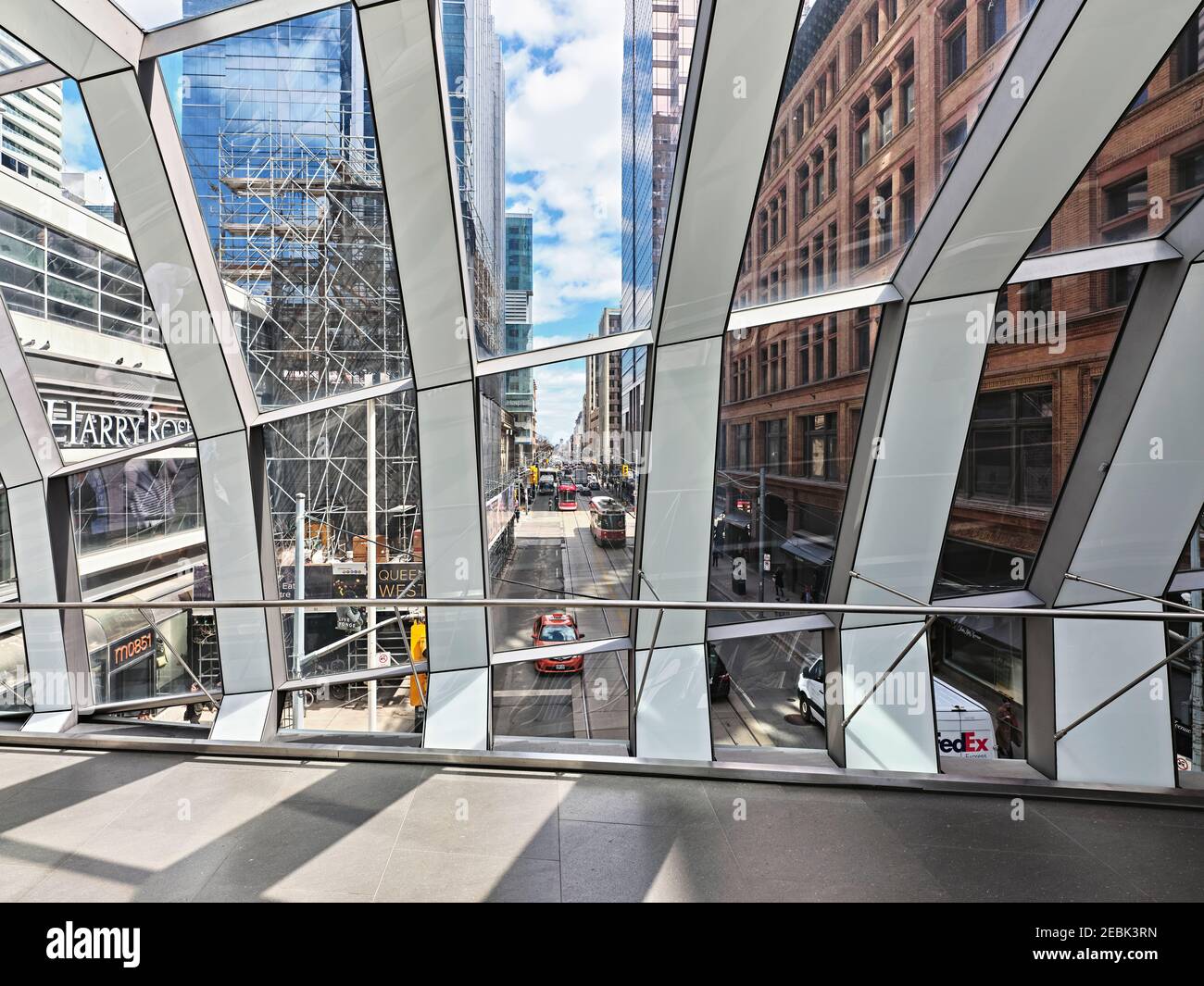 Toronto Eaton Centre and pedestrian bridge over Queen Street Stock ...