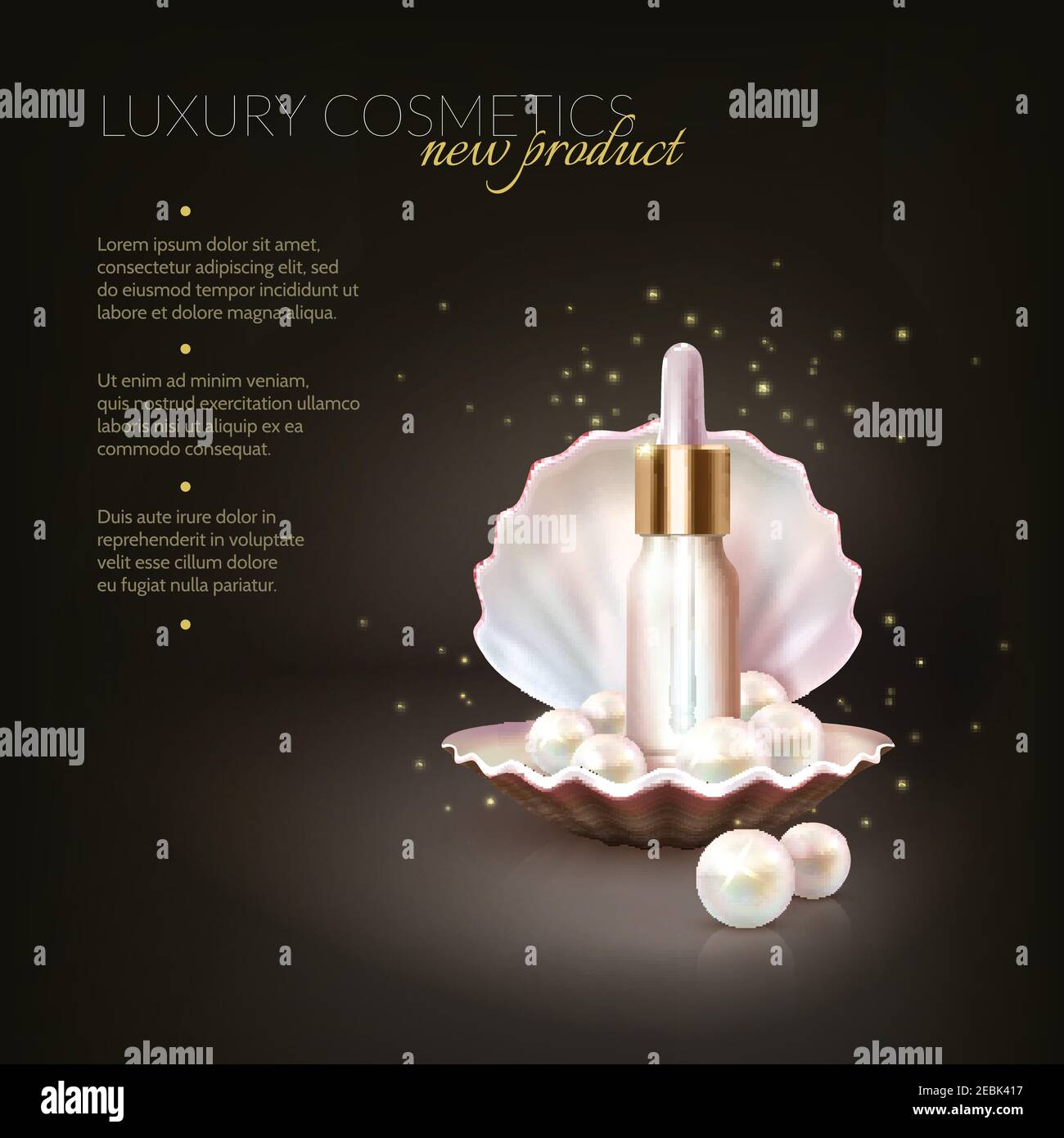 Beauty cosmetic conceptual background with pearls and dropping tube ...