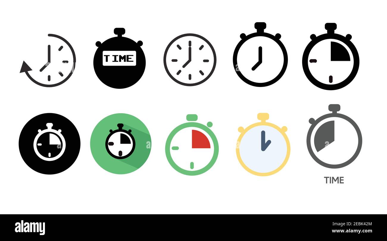 Vector Isolated Time And Clock Line Icons Set Of Vector Linear Icons Stock Vector Image And Art