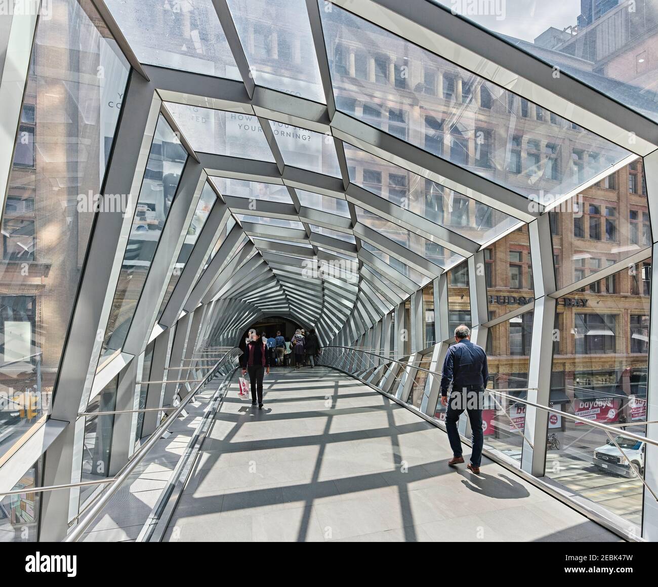 Toronto Eaton Centre and pedestrian bridge over Queen Street Stock ...