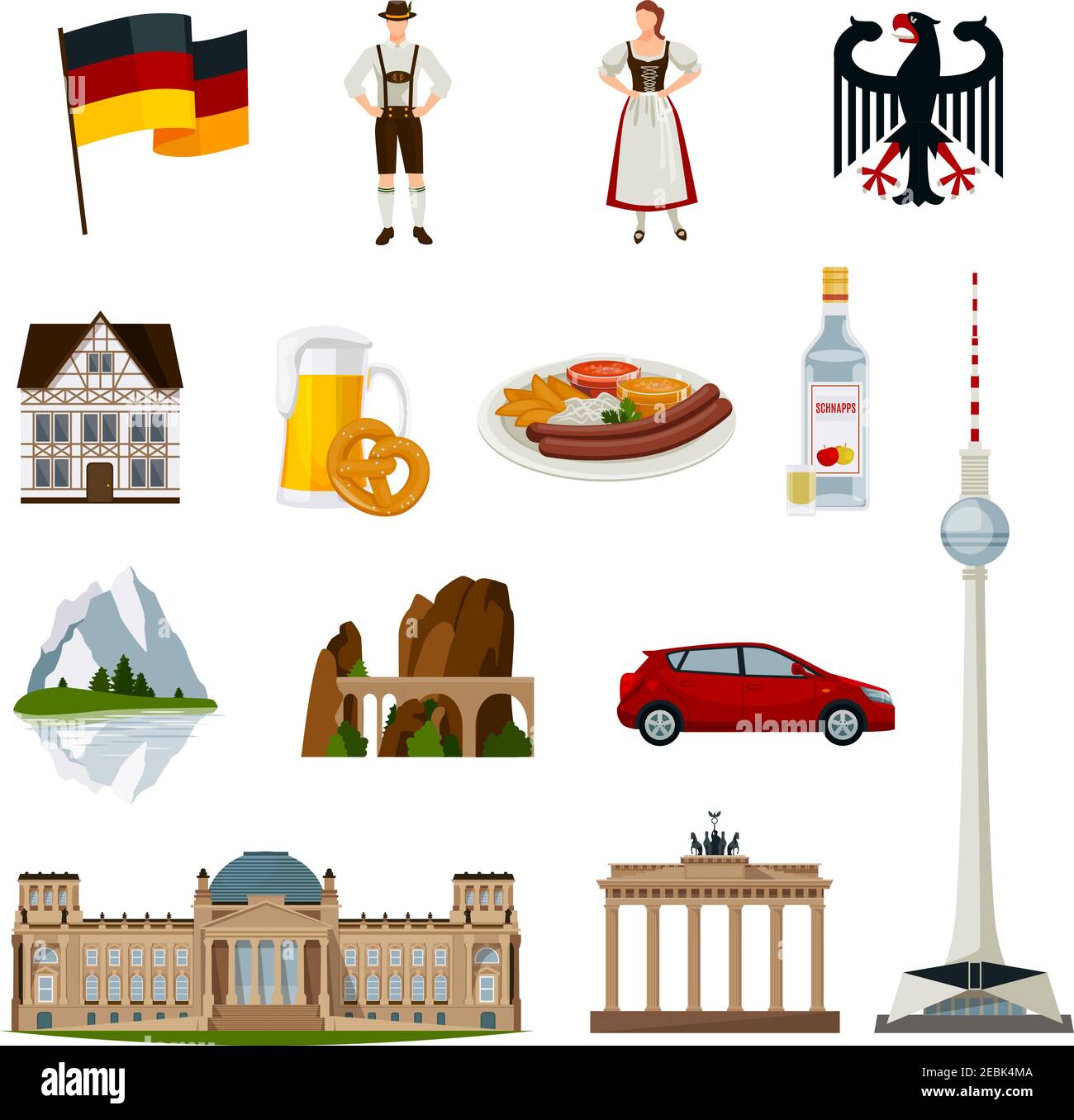 Germany flat icons collection with traditional elements symbols and ...