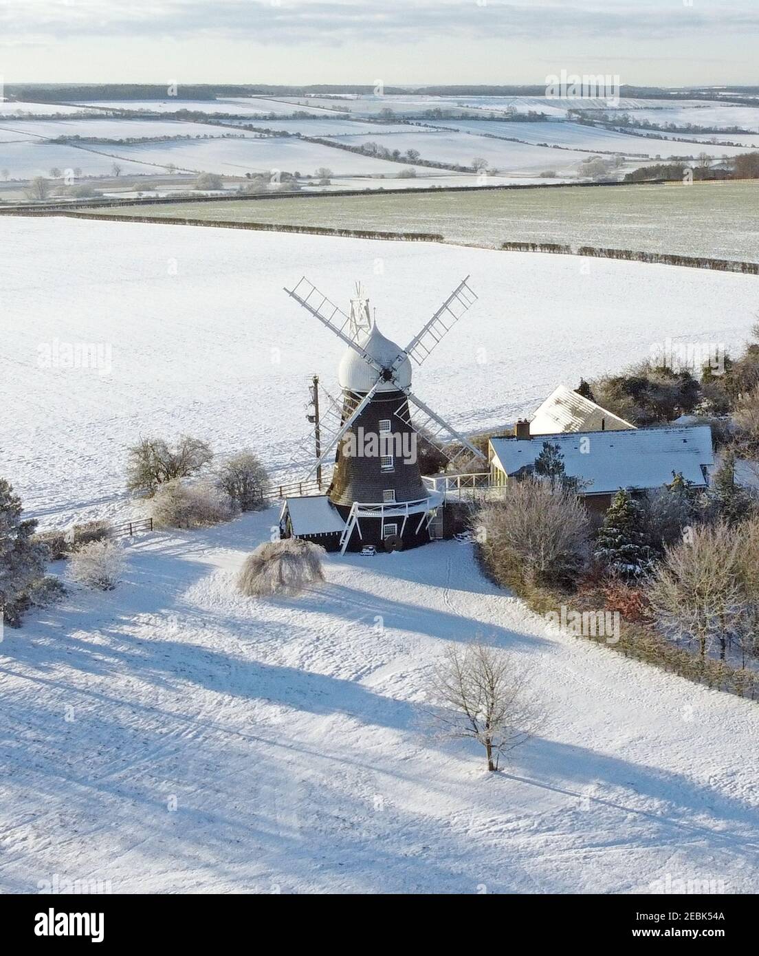 Rutland, UK. 11th Feb, 2021. Morcott windmill in Morcott, Rutland, is ...