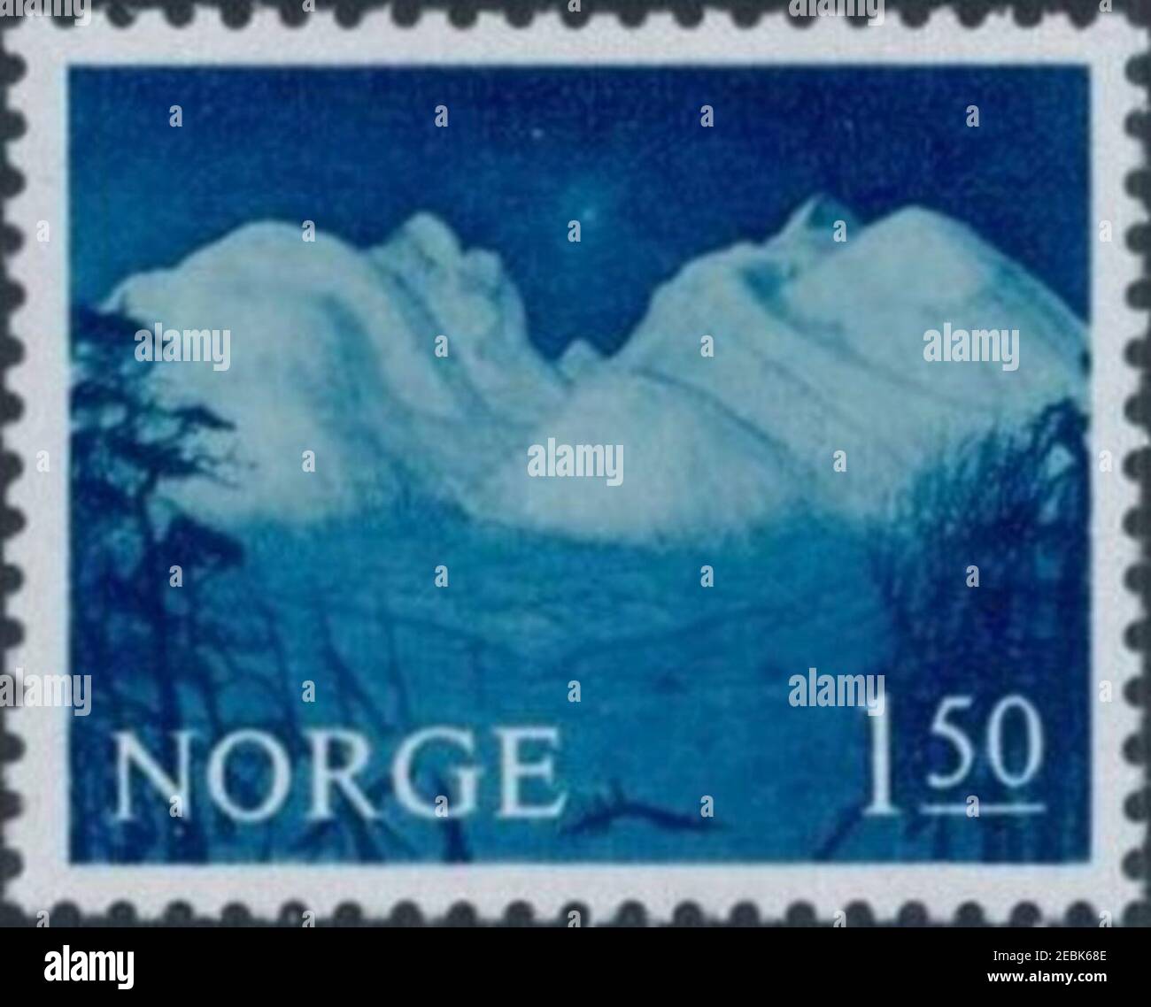 Norwegian stamp NK570 vinternatt i Rondane Stock Photo - Alamy