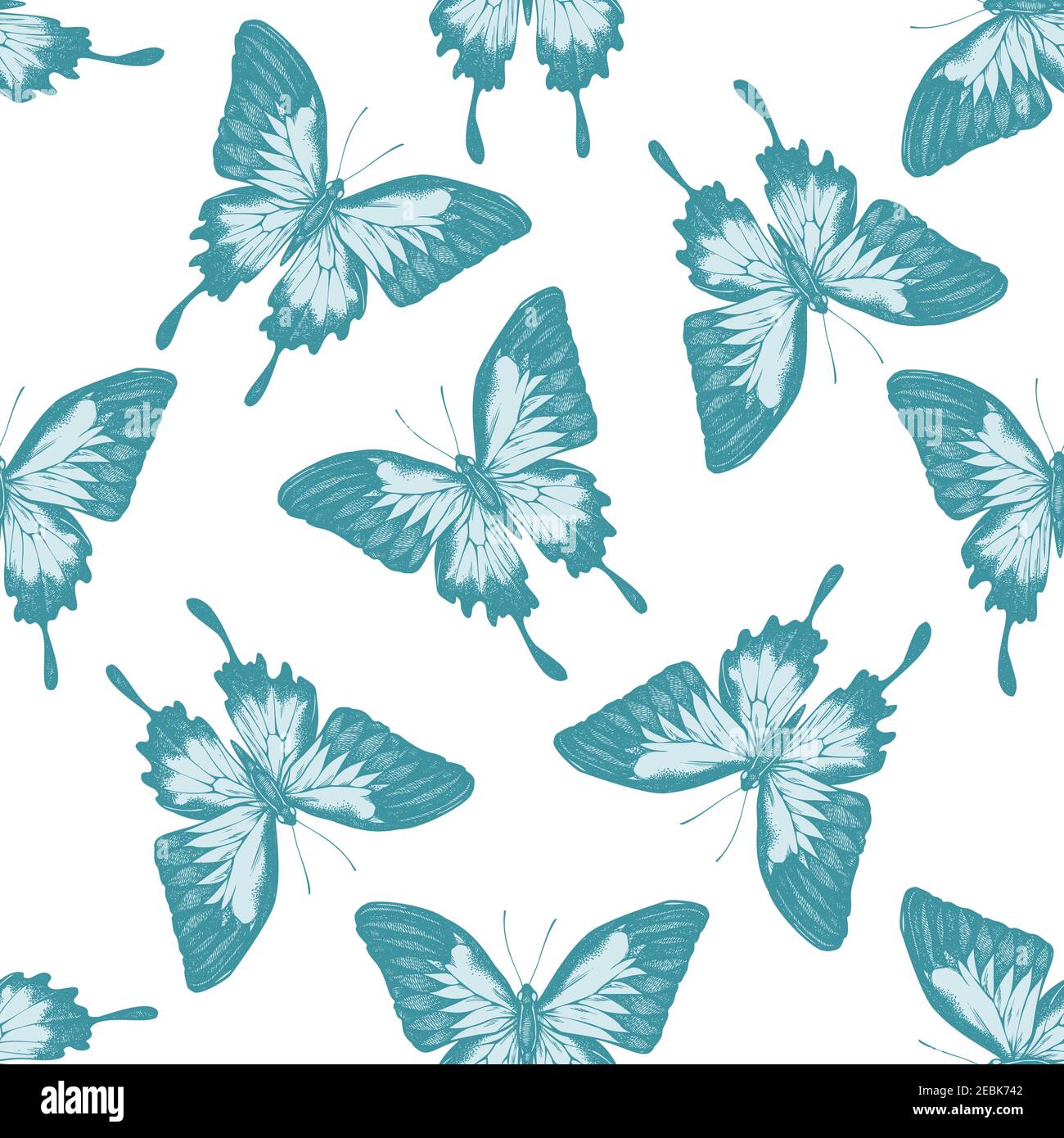 Seamless pattern with hand drawn pastel blue emperor Stock Vector Image ...