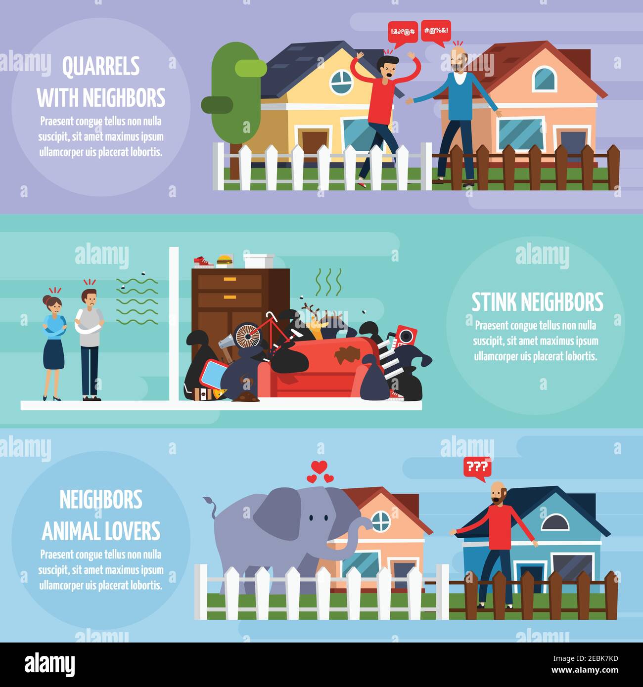 Conflicts with neighbors horizontal banners set with stink neighbors ...