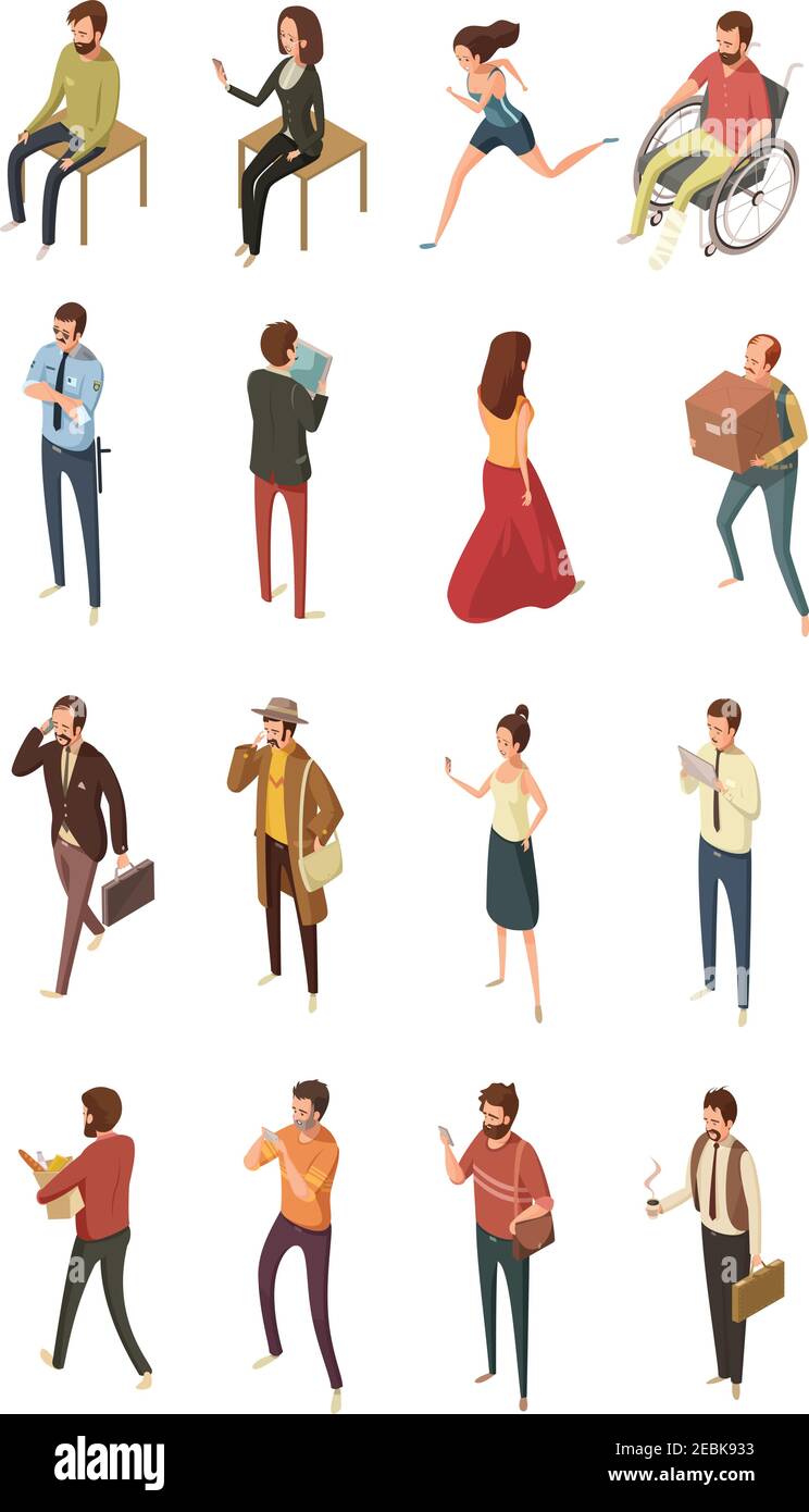 People isometric icons set isolated vector illustration Stock Vector ...
