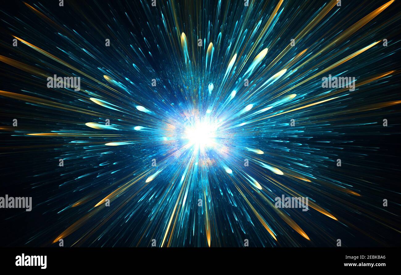High-energy particles explosion. 3D illustration Stock Photo - Alamy