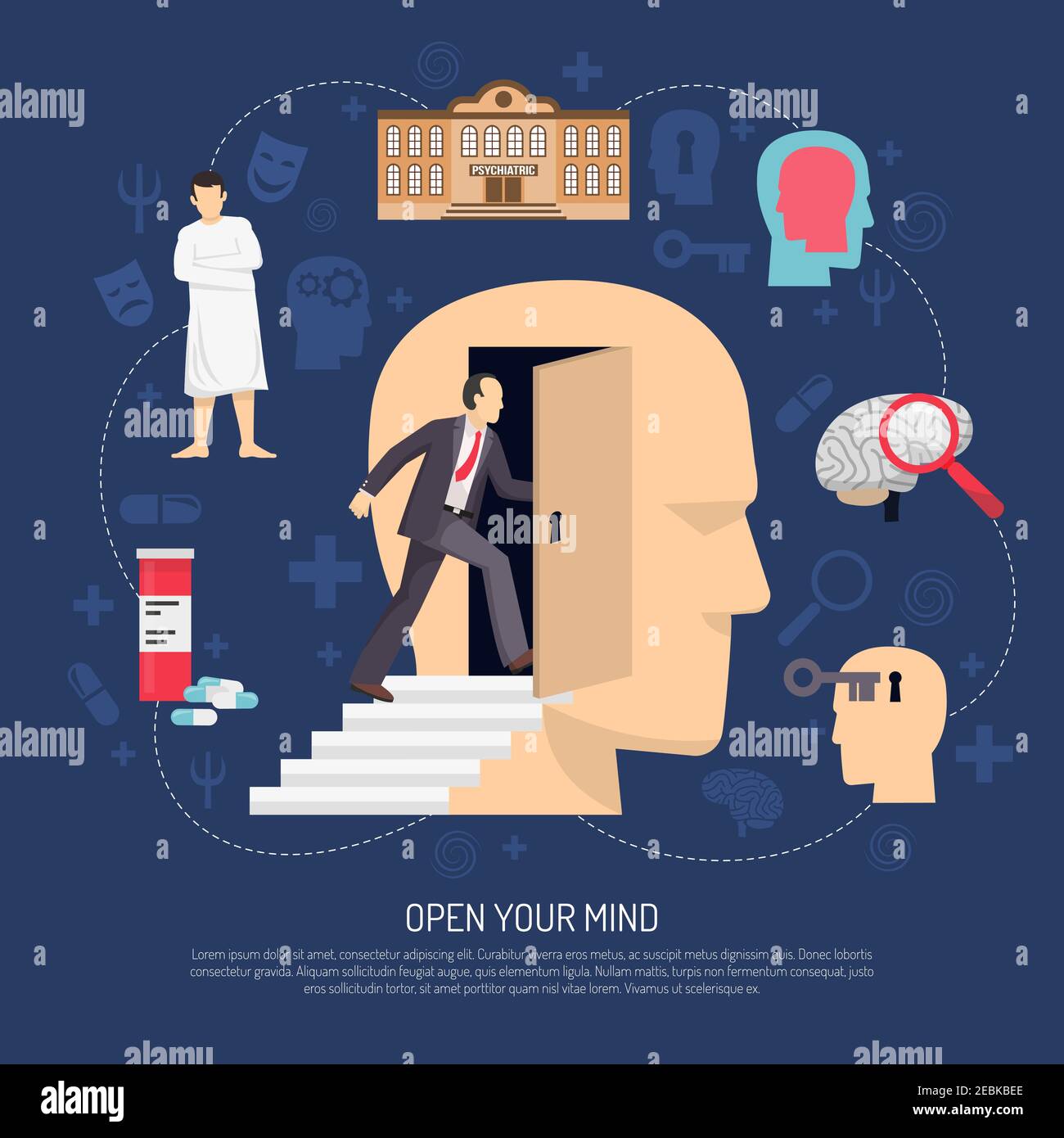 Modern abstract poster with human profile icons symbolizing ...