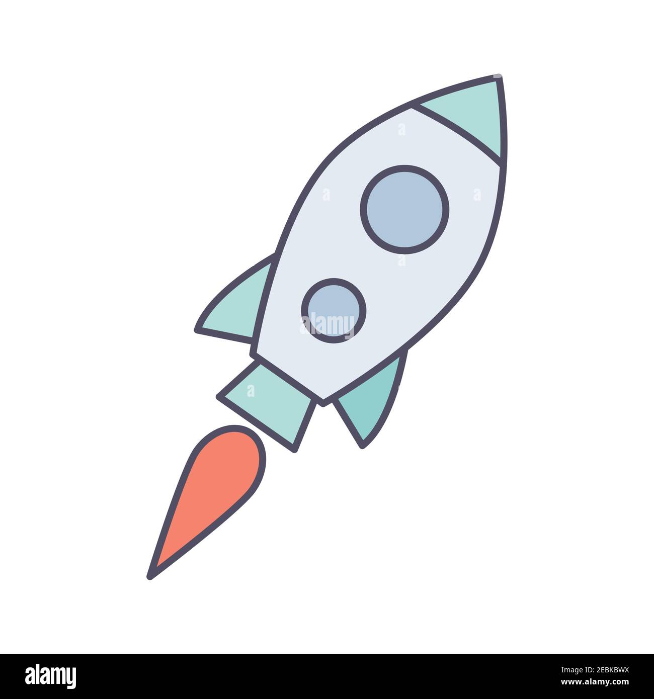 Rocket vector cartoon outline illustration isolated on white background ...