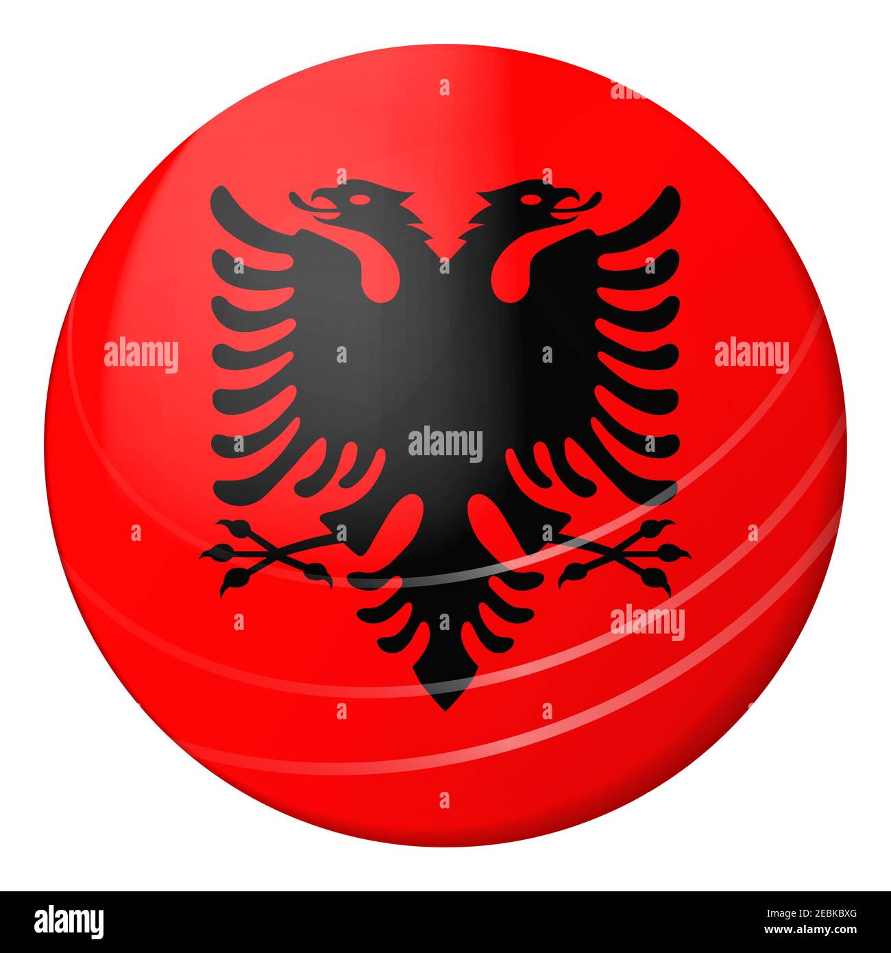 Glass light ball with flag of Albania. Round sphere, template icon ...