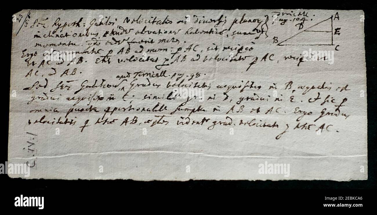 Notes on Galileo's theory of motion, by Thomas Hobbes, 1600s - Oak Room ...