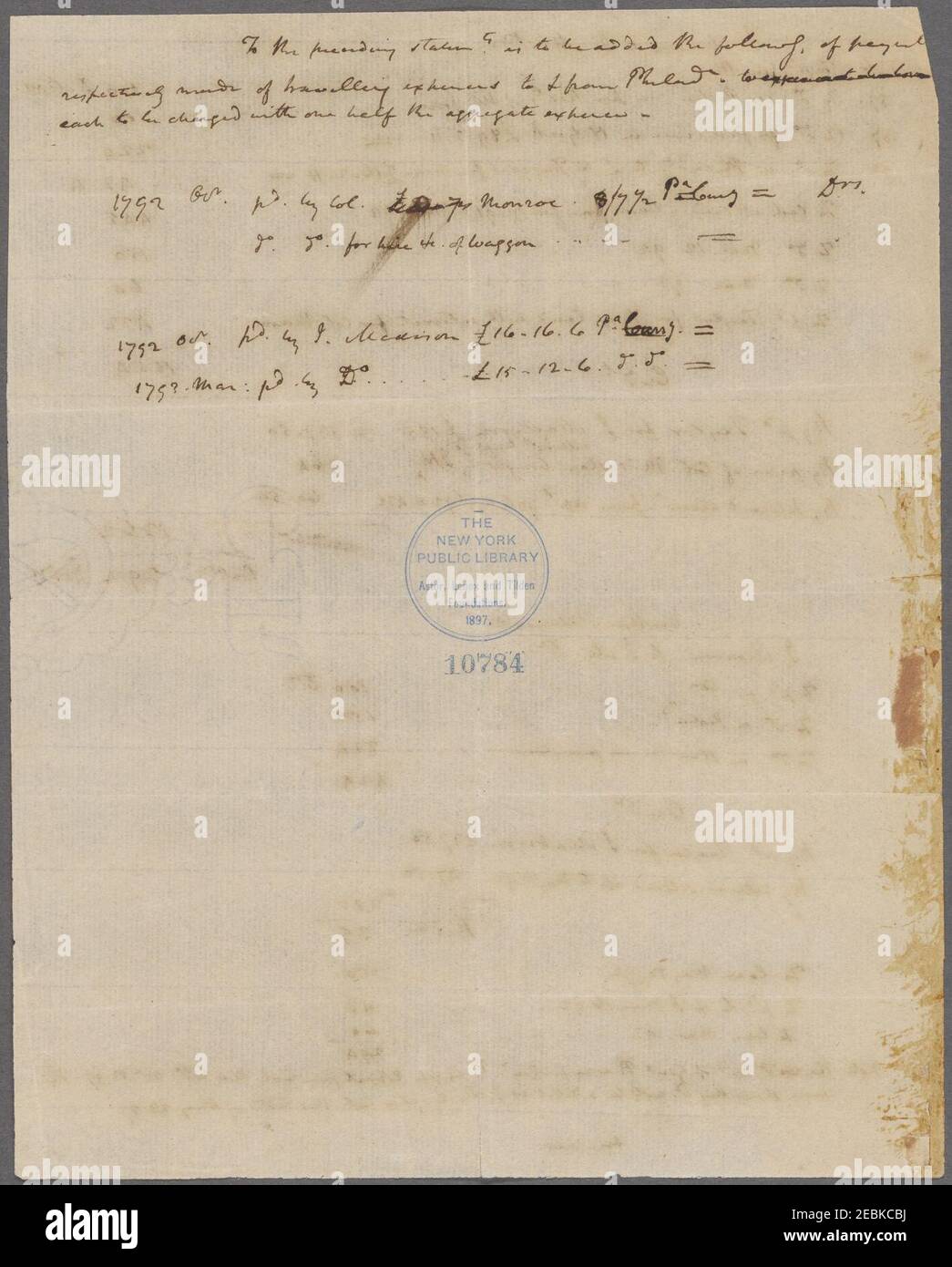 Notes on accounts with James Monroe Stock Photo - Alamy