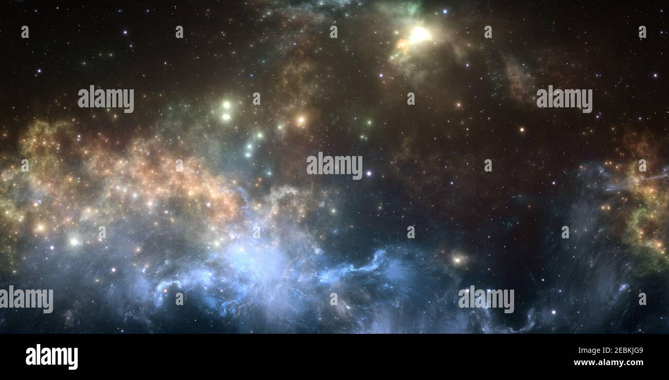 Deep space nebula. Giant interstellar cloud with stars. 3D illustration ...