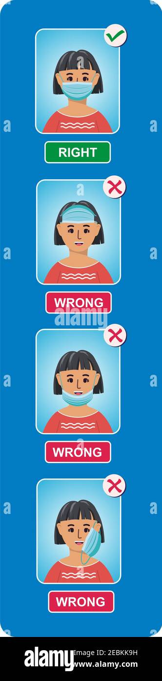 Right and wrong ways of wearing a face mask Stock Photo - Alamy
