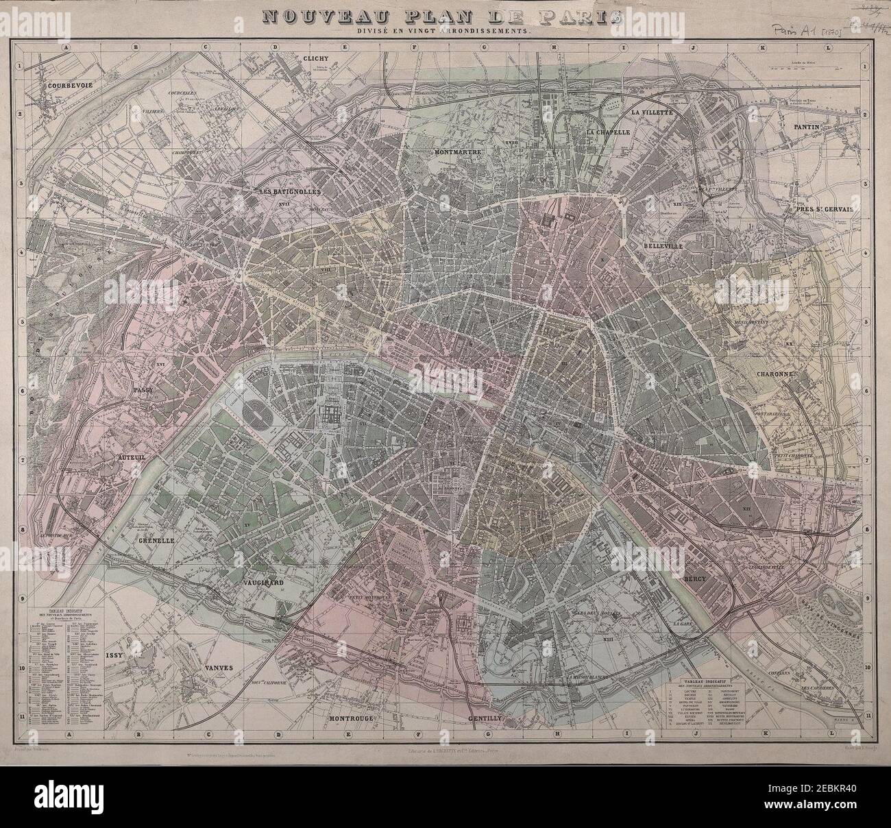 Nouveau Plan De Paris Divisé En Vingt Arrondissements. Dressé par ...