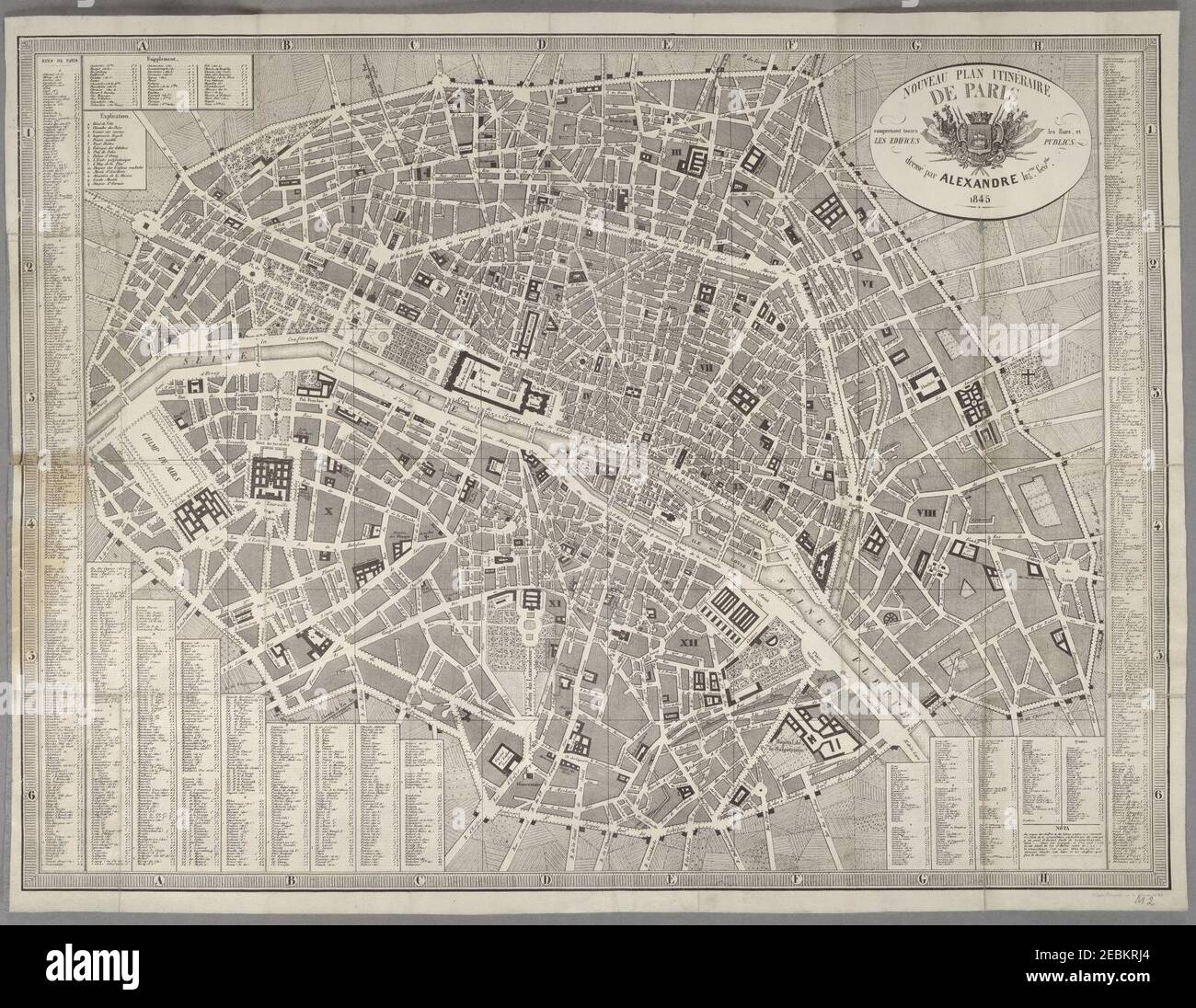 Nouveau plan itinéraire de Paris by Alexandre, 1845 Stock Photo - Alamy