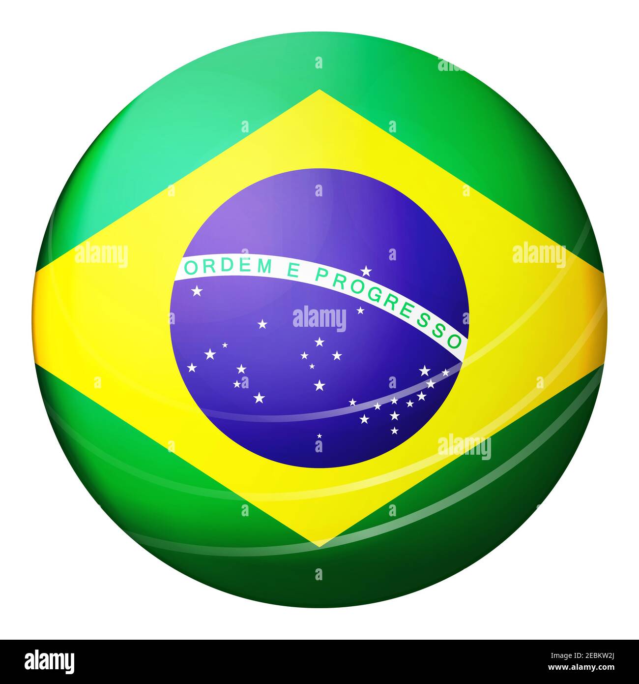 Glass light ball with flag of Brazil. Round sphere, template icon ...