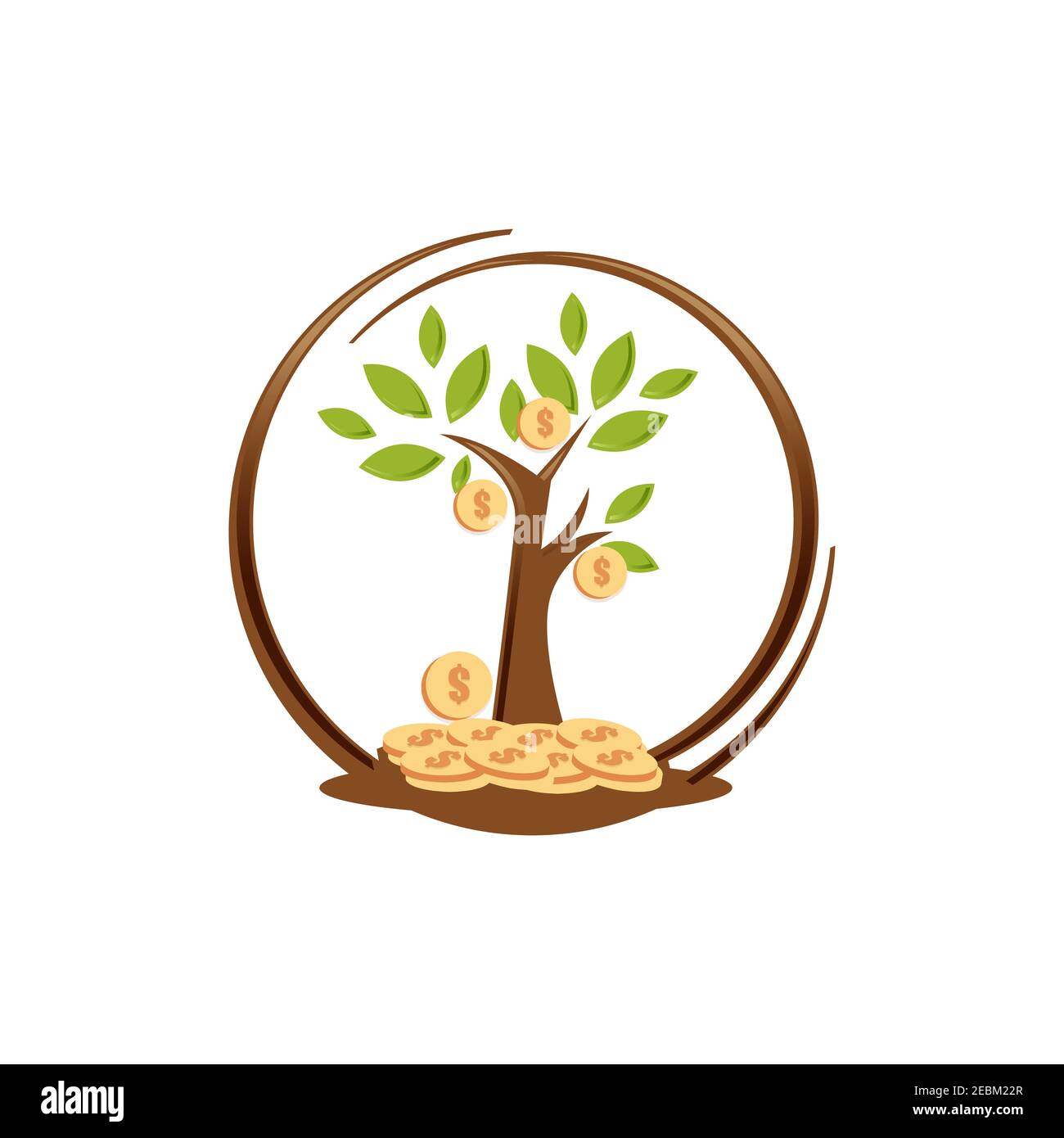 Illustration design of money tree isolated white background. Flat ...