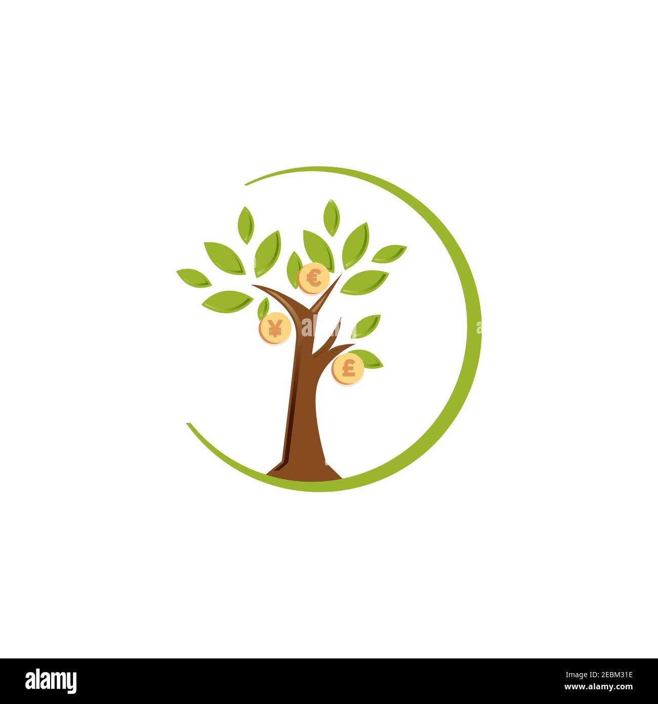 Illustration design of money tree isolated white background. Flat ...