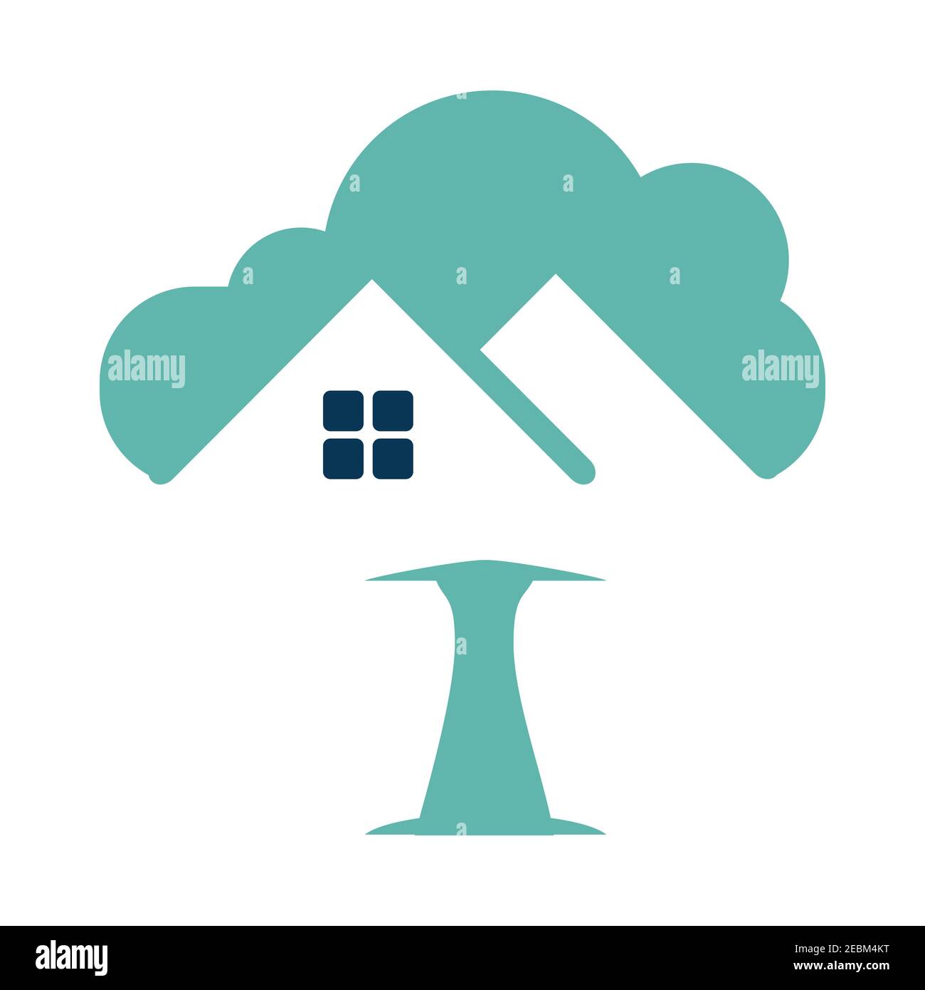 Tree house icon symbol isolated on white background. Flat design tree ...