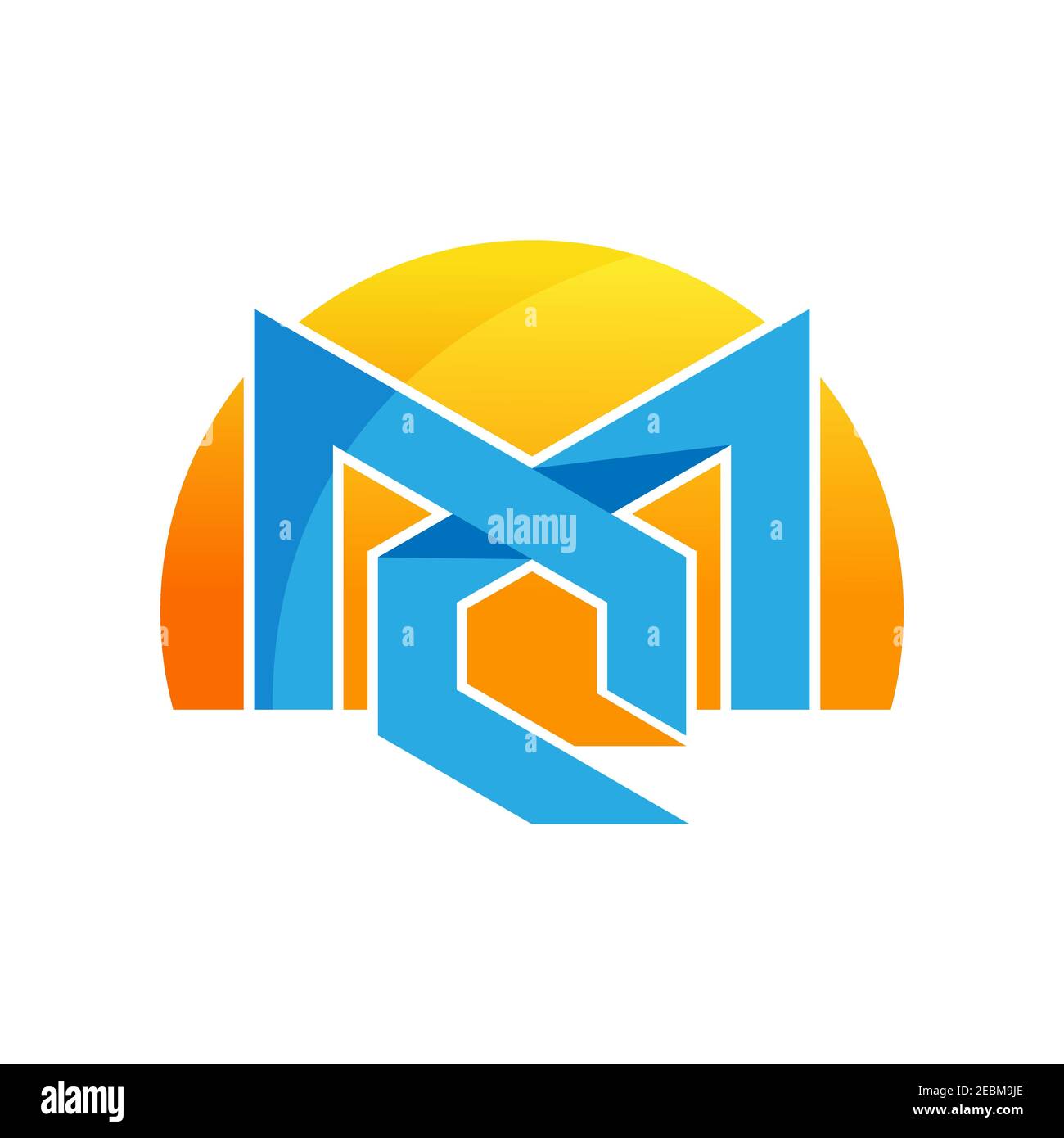 Initial M letter symbol vector template. Minimalist linked letter ...