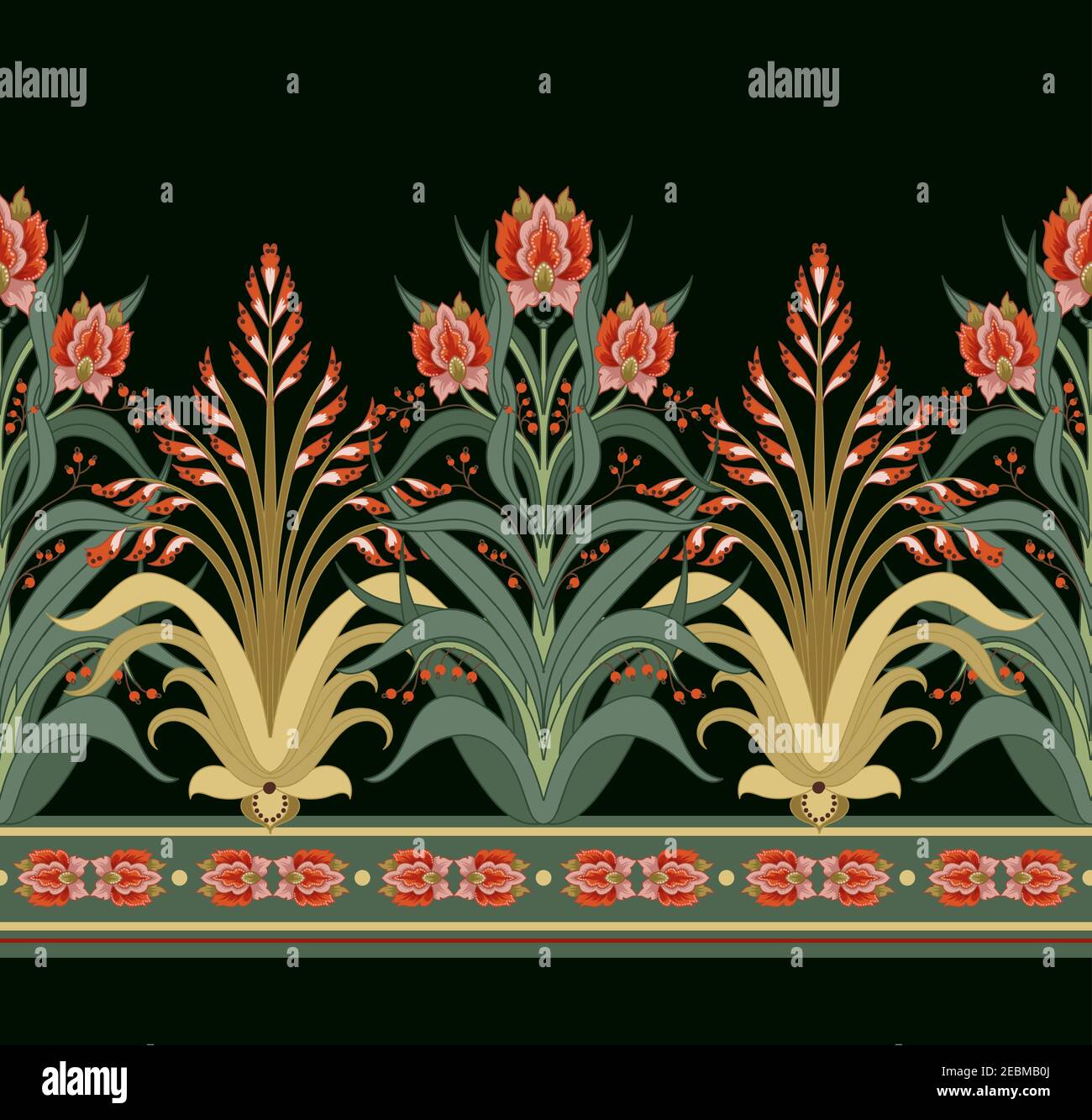 Modern border with floral art deco elements. Vector Stock Vector Image ...