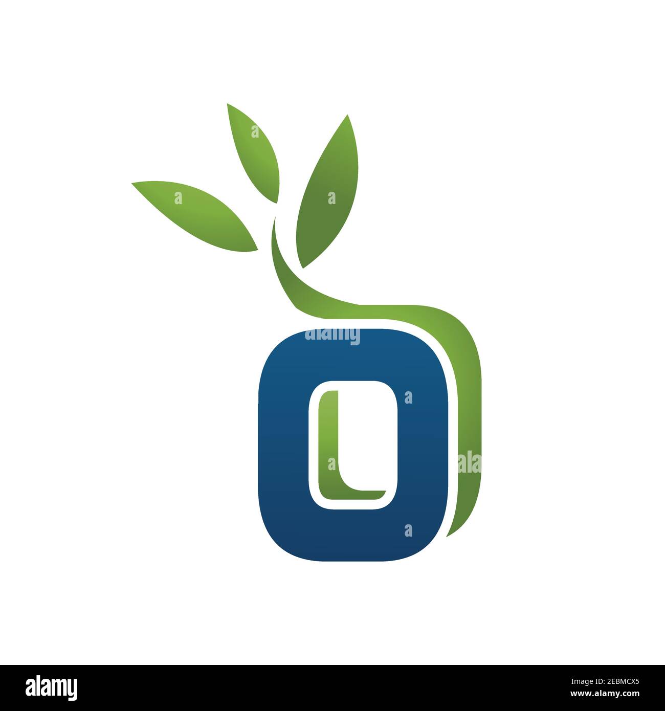 Creative design letter O in modern style with leaf for your best ...