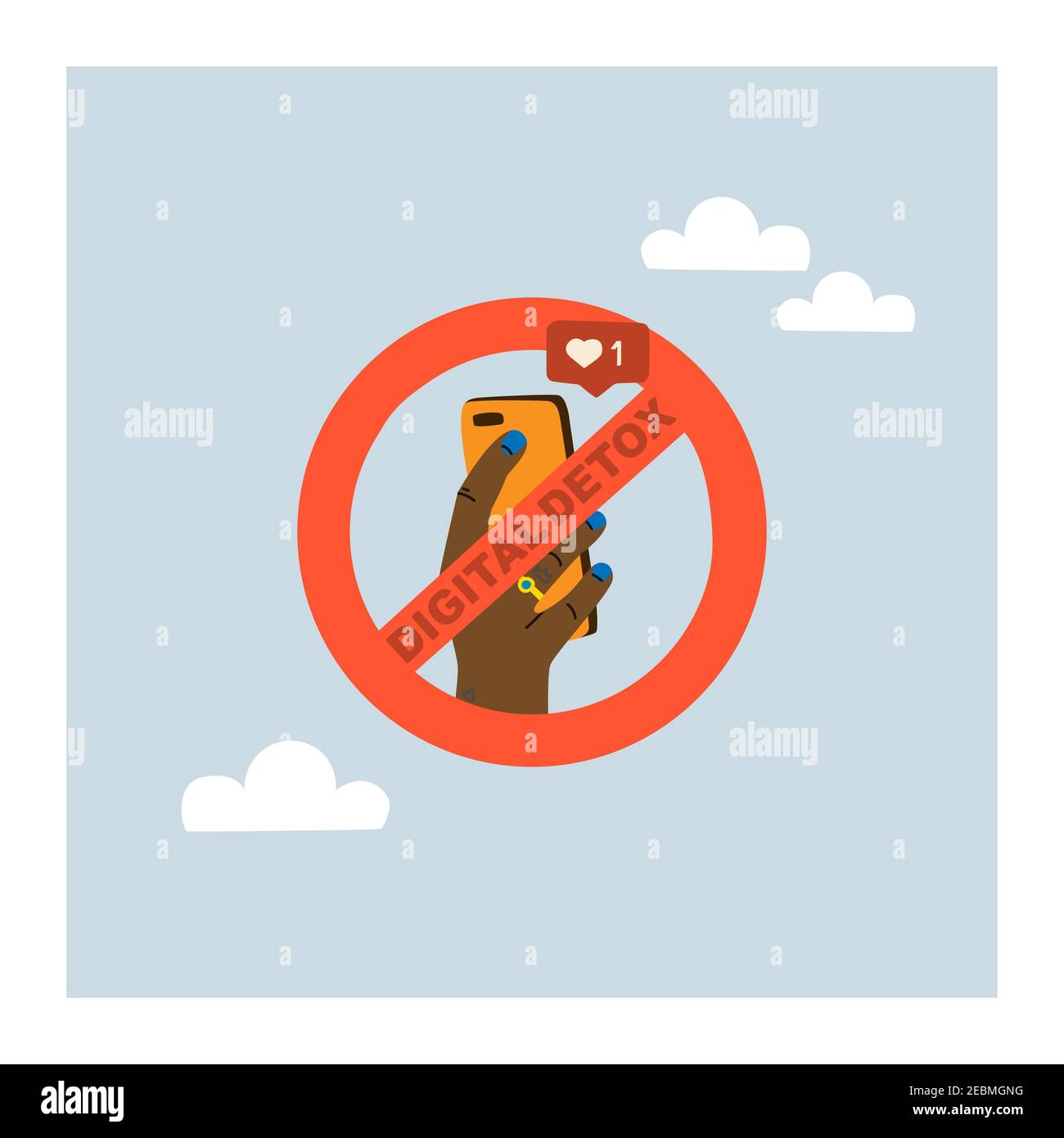 Digital detox. Prohibition to use a mobile phone. Hand holding a ...