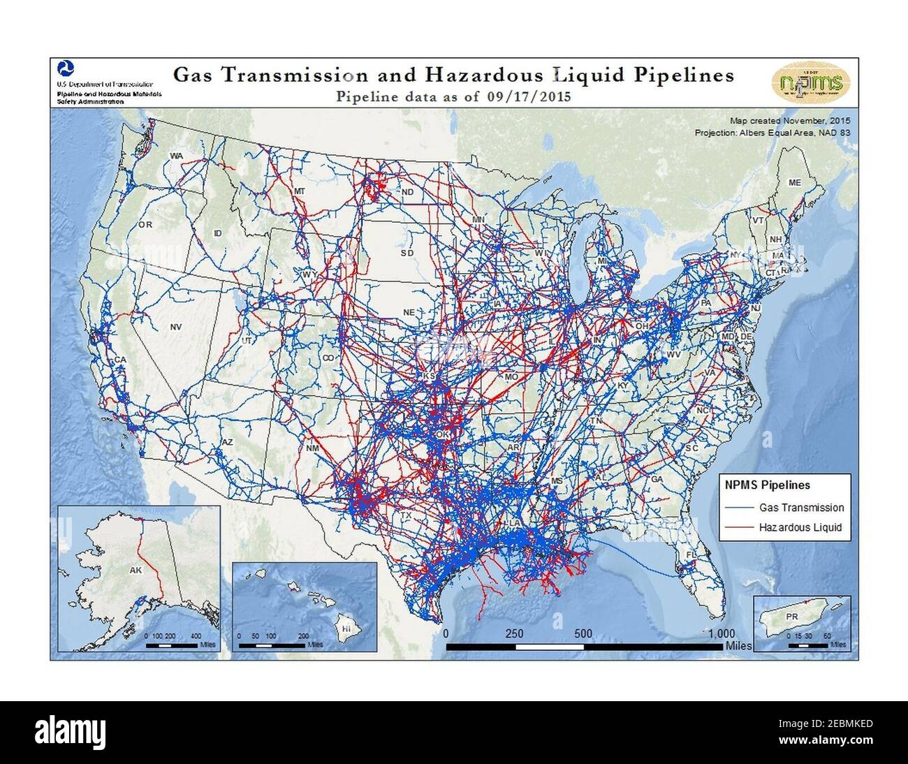 NPMS Gas Transmission and Hazardous Liquid Pipelines in the United ...