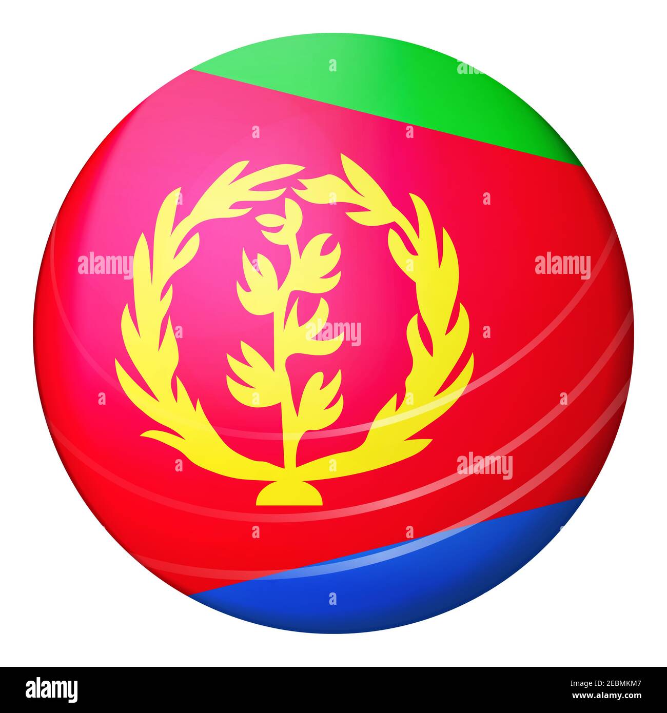 Glass light ball with flag of Eritrea. Round sphere, template icon. Eritrean national symbol ...