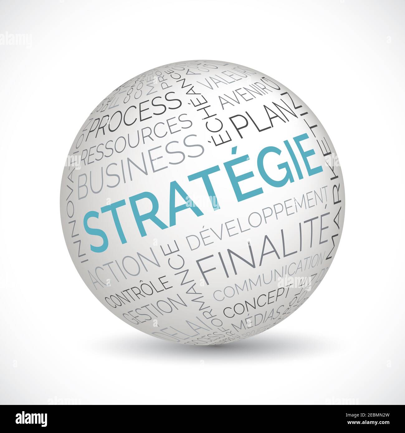 French strategy theme sphere with keywords Stock Photo - Alamy